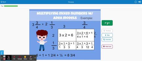 Multiplying Mixed Numbers w/ Area Models Boom Cards Digital Activity