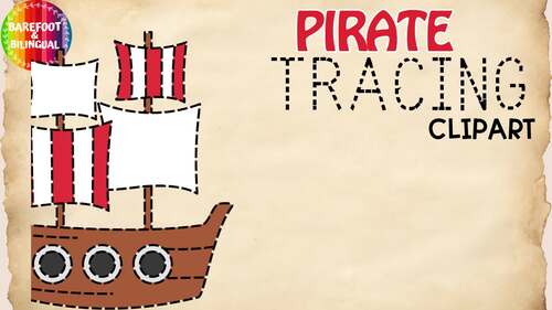 Pirate Tracing Clipart | Pirate Clipart for Tracing Activities | TPT