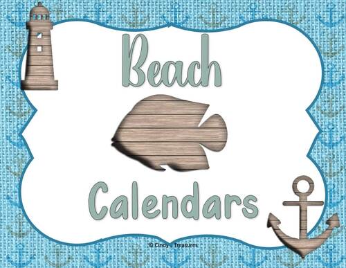 Calendars-Beach Rustic Theme *Editable* by Cindy's Treasures | TPT