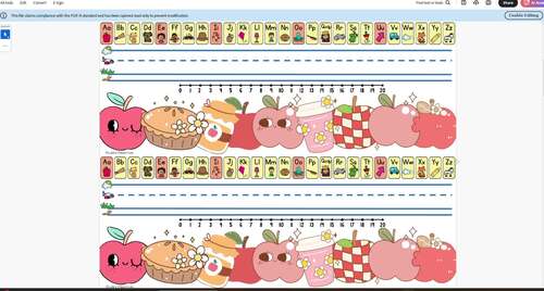 *EDITABLE* Student DESK Name tag Plates with FUN Phonics Alphabet APPLE #6