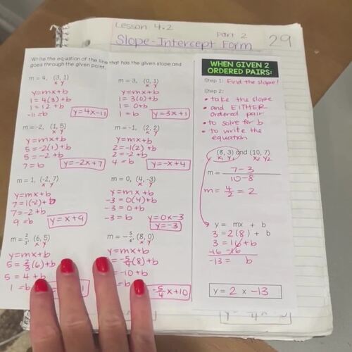 Algebra 1 - Writing Equations in Slope-Intercept Form Interactive Foldable