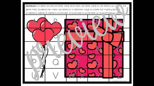 Valentine's Day Alphabet Mystery Puzzles Letter Recognition & Matching ...