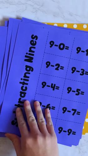 Subtraction Flash Cards | Math Fact Fluency 0-9 by Coloring Sunshine