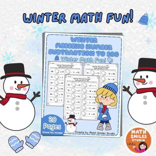 Winter Missing Number Subtraction to 100 | Find the Missing Numbers ...