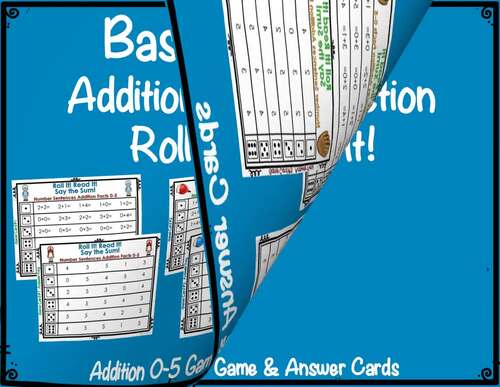 Baseball Addition & Subtraction Facts 0-10 Roll It! Read It! Game Cards