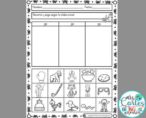 Centros conciencia fonológica- Letra G /g/ by mrscortes | TPT