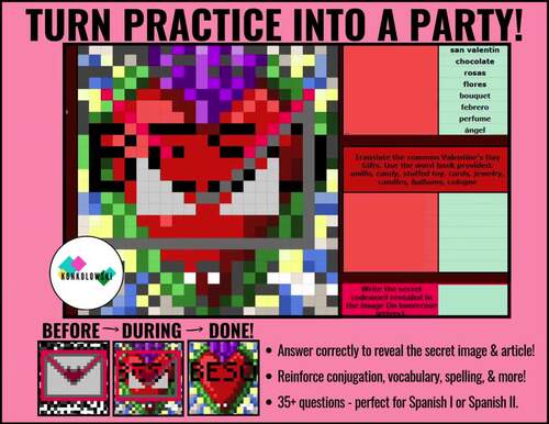 Spanish Valentine’s Day Digital Mystery Picture, San Valentín | No Prep ...