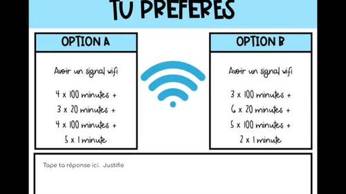 FRENCH Would You Rather | Tu préfères | Numeracy Math Talk | TPT