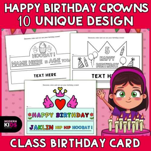 Happy Birthday Crown Printable for Coloring | Simple & Interactive