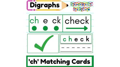 CH Digraph Matching Activity Cards - Kindergarten, First Grade | TPT