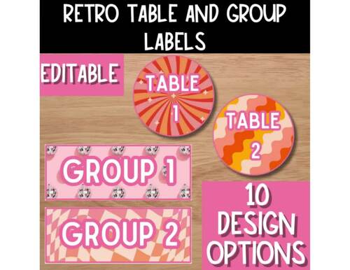 Retro Table Numbers for Retro Classroom Decor l Editable Table Numbers