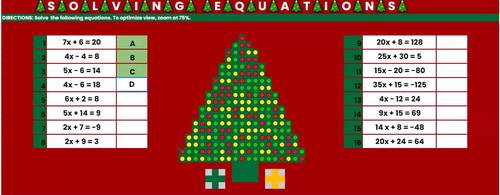 Christmas Two-Step Equations Digital Google Sheetsᵀᴹ and Print Activity