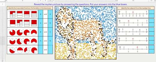 Digital Math Pixel Art Mystery Picture 3rd Grade TEKS 3.3.F Equivalent ...