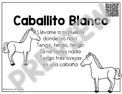 Caballito Blanco Cancion Infantil Spanish Nursery Rhyme Song | TPT