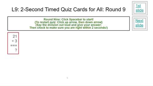Division Flashcards, Level 9, Math Practice, Math Facts, Flash Cards