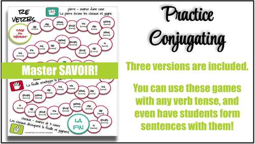 French Verbs Savoir and Connaître Conjugation Games - Rock, Paper, Scissors