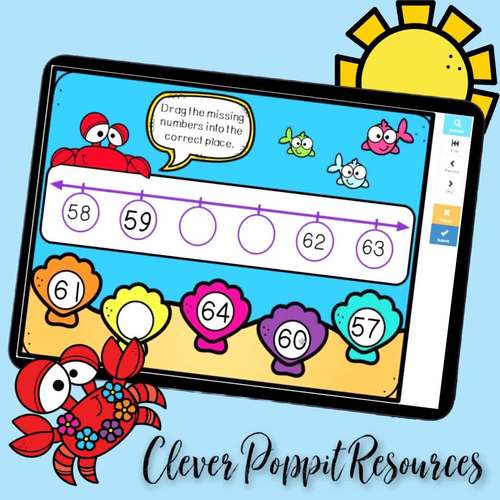 Number Lines - Missing Numbers 0-100 Boom Cards by Clever Poppit Resources