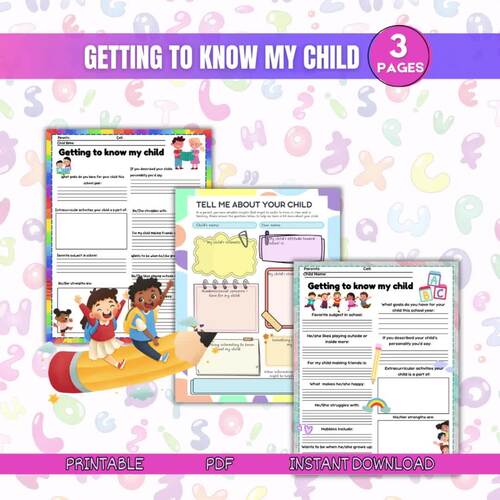 Getting to Know Your Child Printable | Back to School Child Information ...