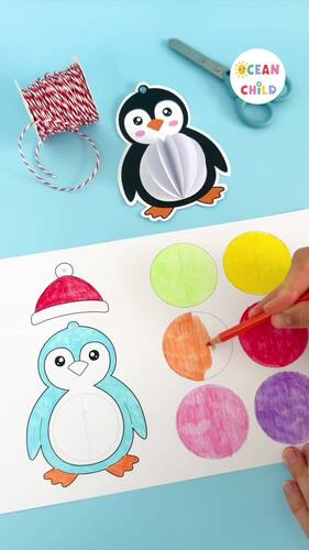 Penguin Craft Arctic Animal Printable, 3D Winter Craft & Fine Motor ...