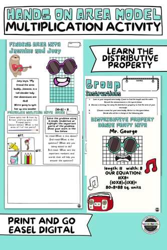 Hands on Area Model Multiplication Activity - Distributive Property
