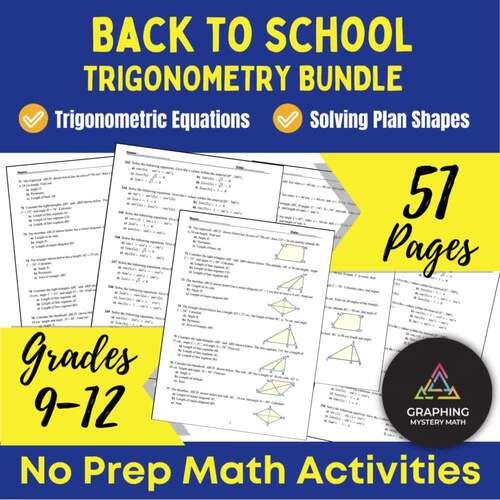 Back To School PreCalculus Unit 6 Trigonometry Bundle : Trigonometric ...