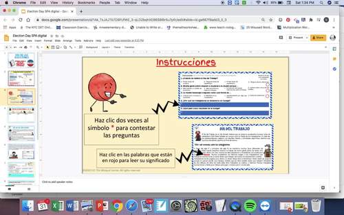 Election Day in Spanish - Dia de las elecciones - Google Classroom - print