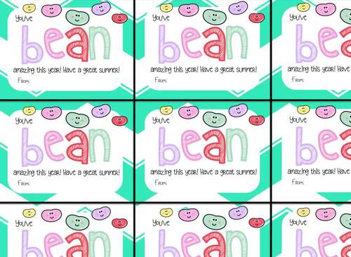 Cute Jelly Beans (Jelly Belly) End of Year (EOY) Gift Tag- You've bean ...