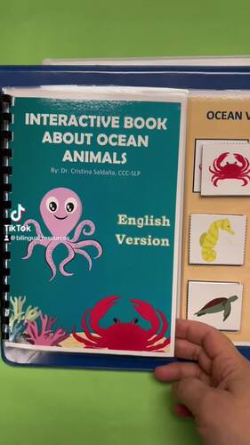 INTERACTIVE BOOK ABOUT OCEAN ANIMALS AND ADJECTIVES- English & Spanish