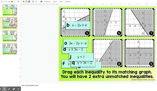 Graphing Linear Inequalities Matching Activity - print and digital