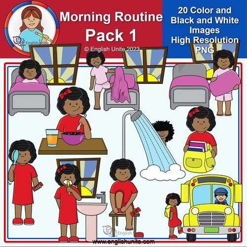 Clip Art - Morning Routine Sequence Bundle by English Unite Clip Art