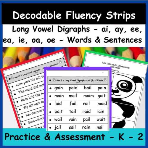 Fluency Strips – Long Vowel Digraphs - Words & Sentences – Pract ...