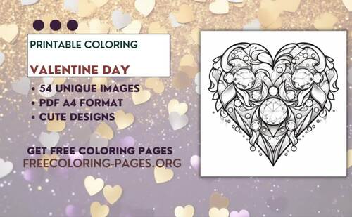 Valentine's Day Coloring Pages Bundle - Love Cards, Cute Animals ...