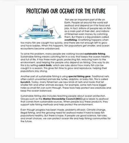 Sustainable Fishing Informational Text & Writing | Text Evidence | 6 ...