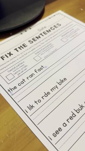 Fix the Sentences Worksheets (CVC, 3 sound words, Double Consonant)