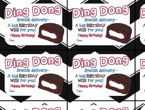 Ding Dongs Cake Birthday Gift Tag- Ding Dong! Special delivery--a big ...