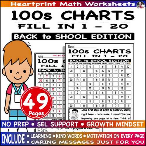 100s Chart Missing Numbers write to 1 - 20 Fill in Missing Numbers ...