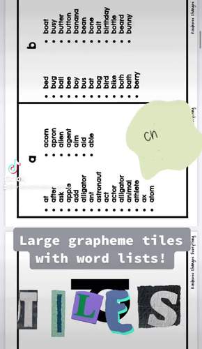 Phonics Large Grapheme Tiles and Word Lists by Kindness Changes Everything