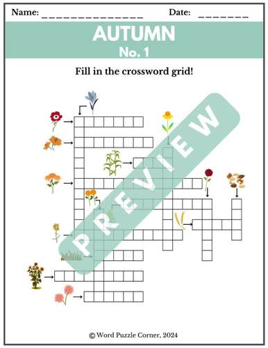 Autumn Crosswords with Pictures : Print and Digital by Word Puzzle Corner