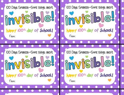 Invisible Ink Pen 100th Day of School Gift Tag- 100 Days Smarter—Some ...