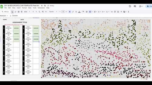 DIY Google Sheet Resource Pixel Art Template EDITABLE | Red Sports Car