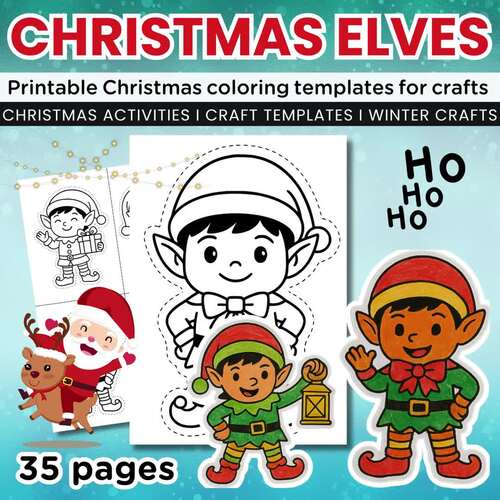 Christmas Elves Coloring Templates for Fun Crafts, Decorations ...