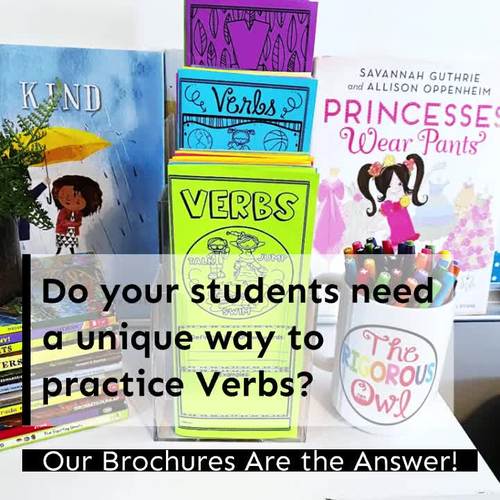 Verbs Brochures - Parts of Speech & Grammar Activities by The Rigorous Owl