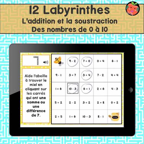 12 Labyrinthes Cartes Boom pour l'addition et la soustraction de 0 à 10