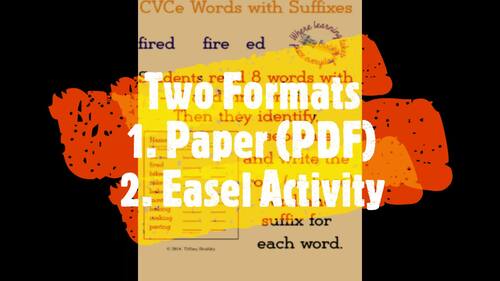 CVCe Words With Suffixes ed and ing; Students write root (base) word ...