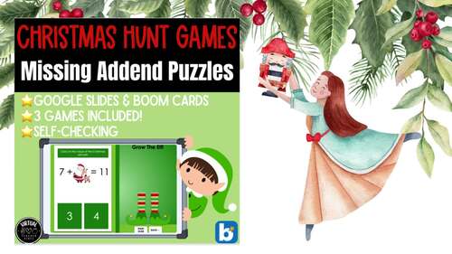 1st Grade Christmas Missing Addend to 20 Puzzle Game in Google Slides ...