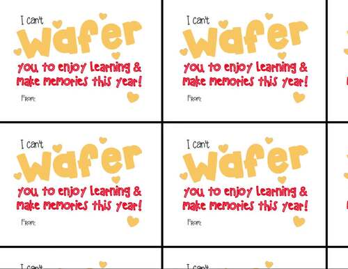 Wafer Cookies/ Snacks/ Nilla Wafers Beginning of Year (BOY) Gift Tag