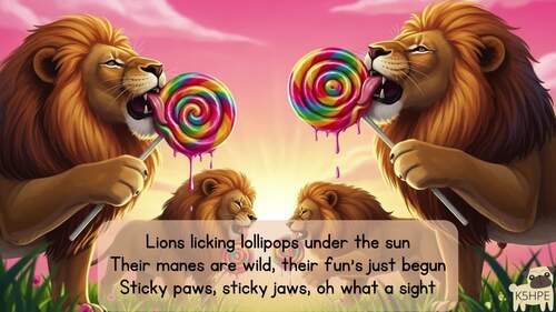 Music: Lions Licking Lollipops Song Classroom Songs Reading Lyrics Sing ...
