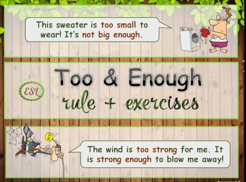 ESL - Intensifiers Too & Enough - PowerPoint rule + exercises by ...