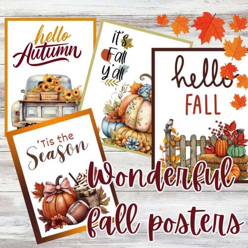 Fall Autumn Bulletin Board Posters Printable Classroom Decor for Teachers