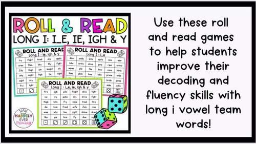 Long Vowel Teams I_E IE IGH Y | Phonics Roll and Read Activities